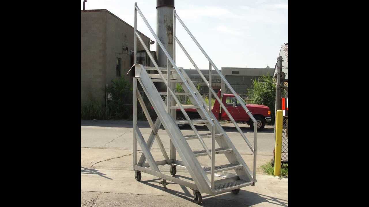 Portable aluminum stairs on casters - YouTube