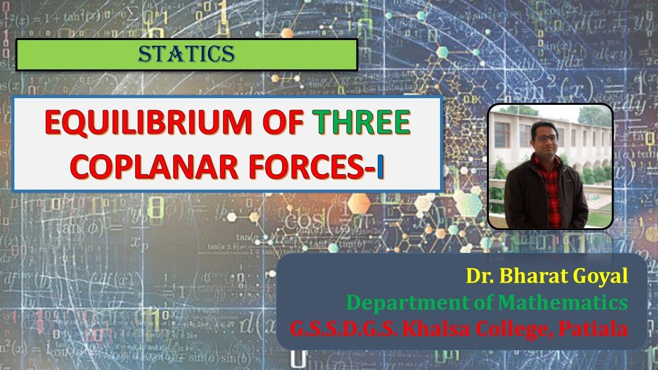 EQUILIBRIUM OF THREE COPLANAR FORCES-I, Statics, Under Graduate Level ...