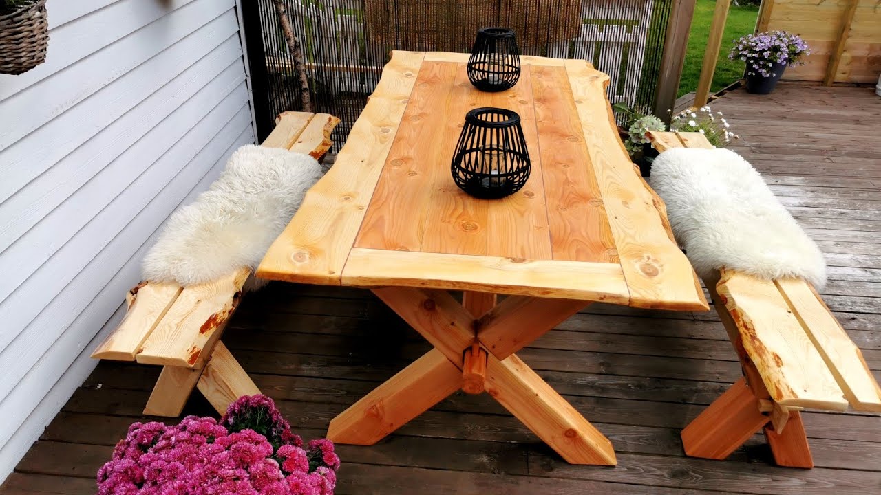 HANDMADE XL Premium VIKING- LONG-TABLE with Two Benches | Outdoor ...
