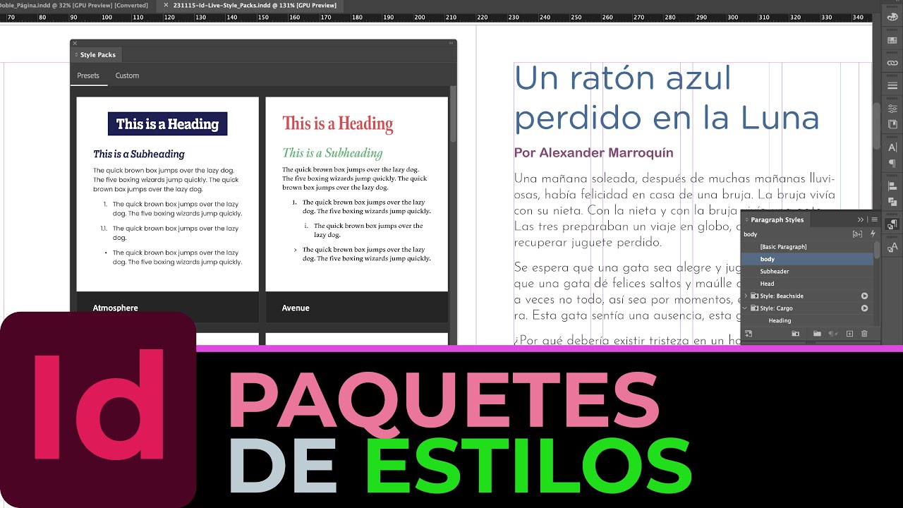 Nuevos Paquetes de Estilos en InDesign - YouTube