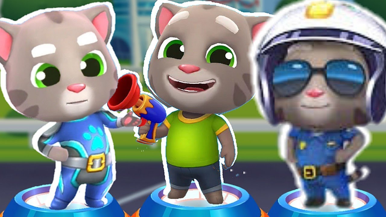 Talking Tom Gold Run vs Talking Tom Blast Park vs Talking Tom Little ...