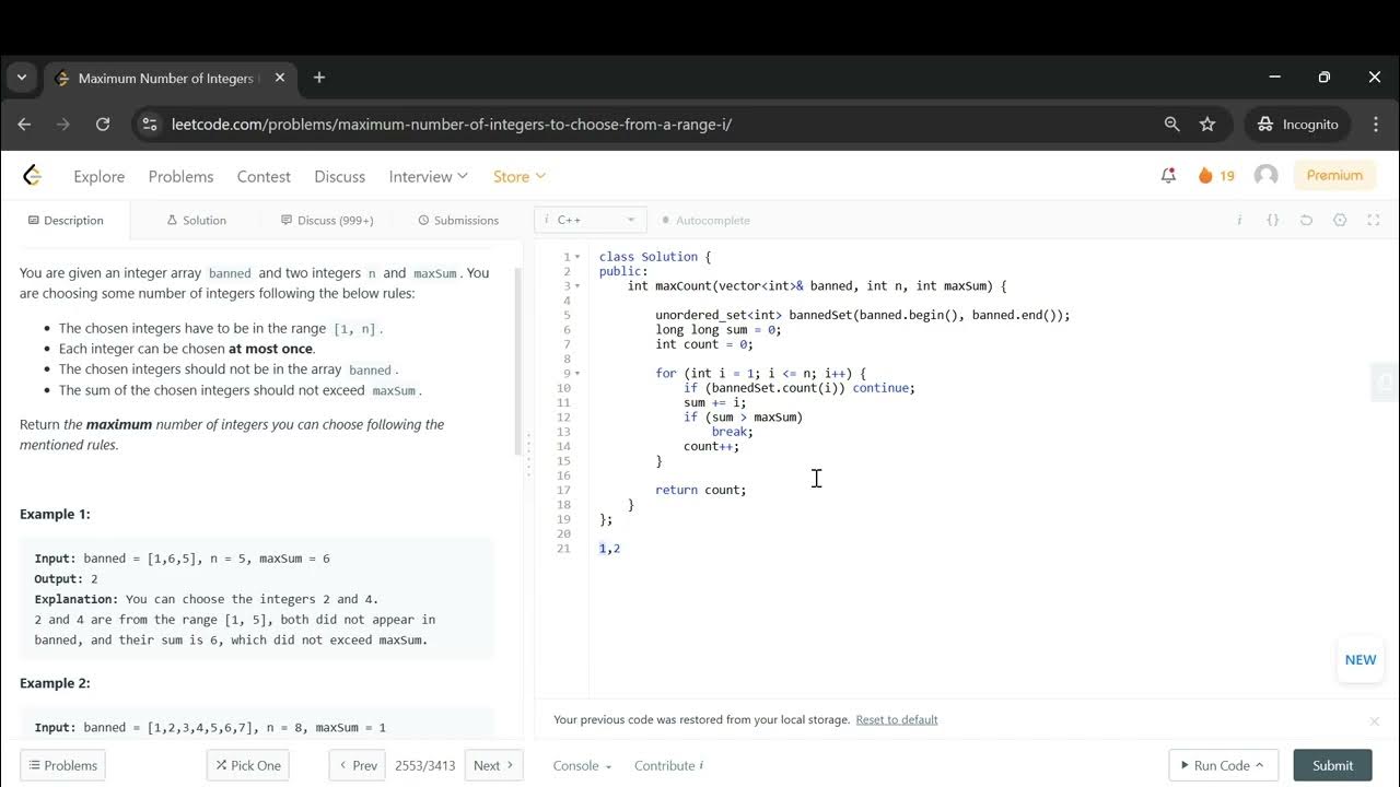 Maximum Number of Integers to Choose From a Range I Very Easy | Leetcode 2554 - YouTube