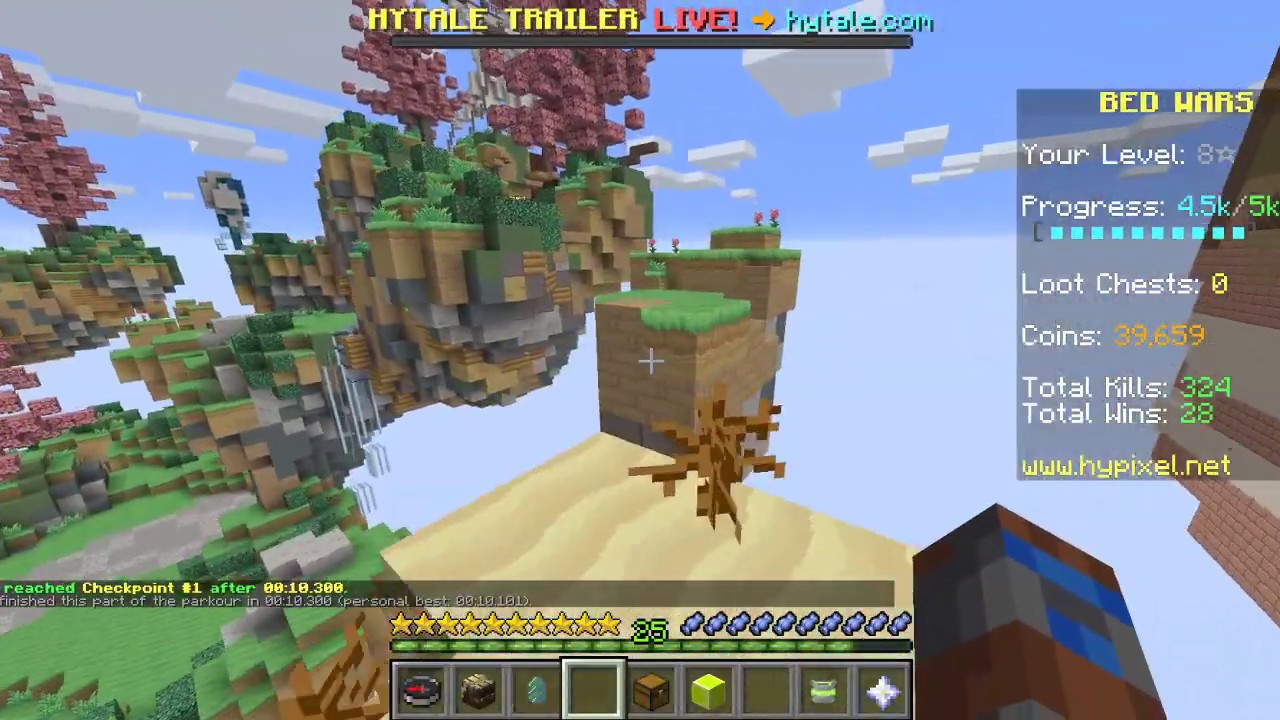 Hypixel Bed Wars Parkour Speedrun (46s 502ms) - YouTube