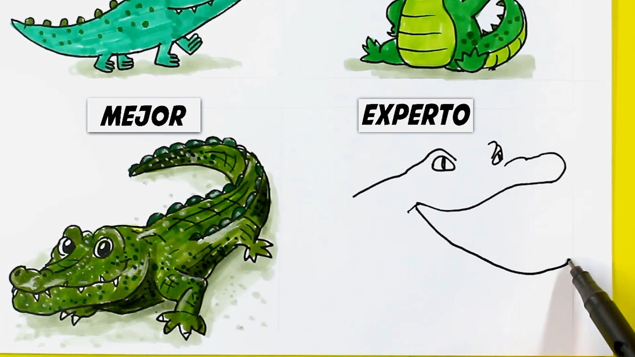 🔥 Como Dibujar COCODRILOS paso a paso - 🔥 How to Draw CROCODILES step ...