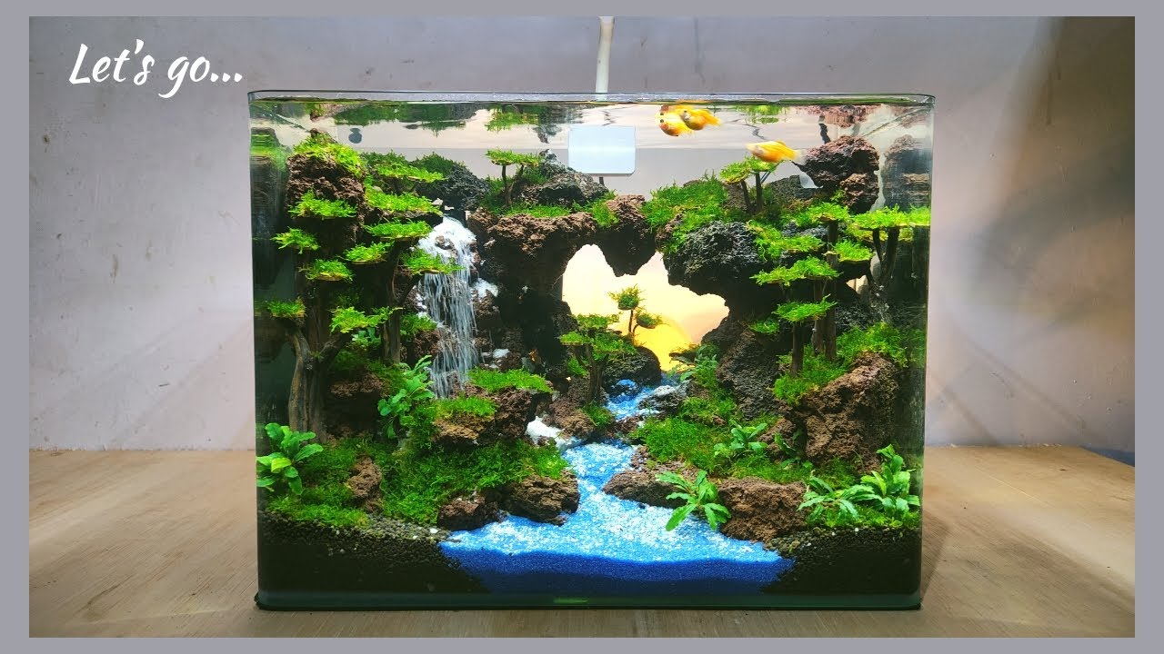 MEMBUAT AQUASCAPE AIR TERJUN UNIK DAN MANTAP | STEP BY STEP | Aqua One ...