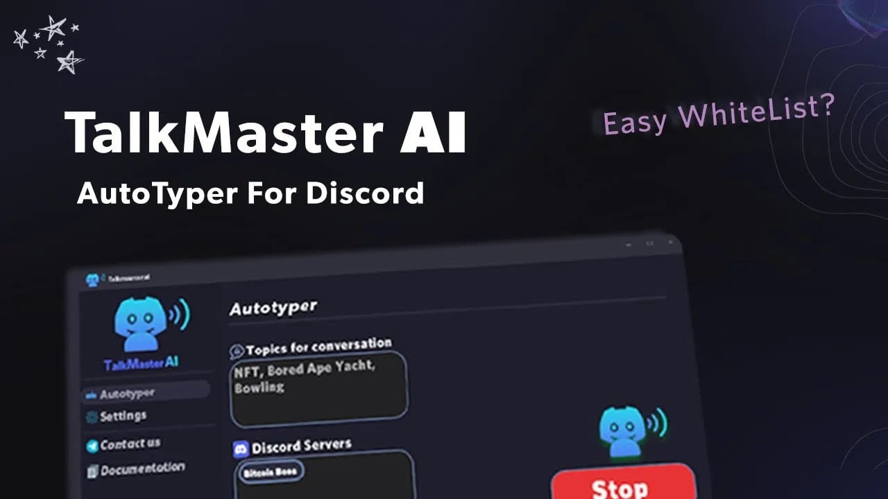 Discord AutoTyper with ChatGPT | Easy Whitelist for NFT! | TalkMaster AI - Discord Autochat ...