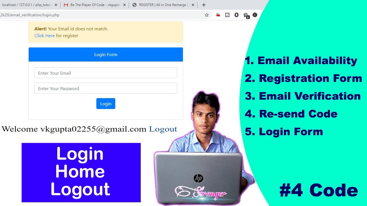#4 Complete Login System with Email Verification || Login, Welcome ...