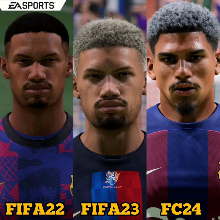 FIFA 22 vs FIFA 23 vs EA Sports FC 24 Barcelona Player Faces Comparison - YouTube
