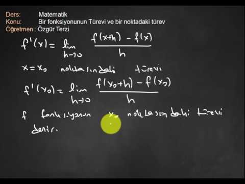 Türev Fonksiyonu ve Bir noktadaki türev 6.Bölüm