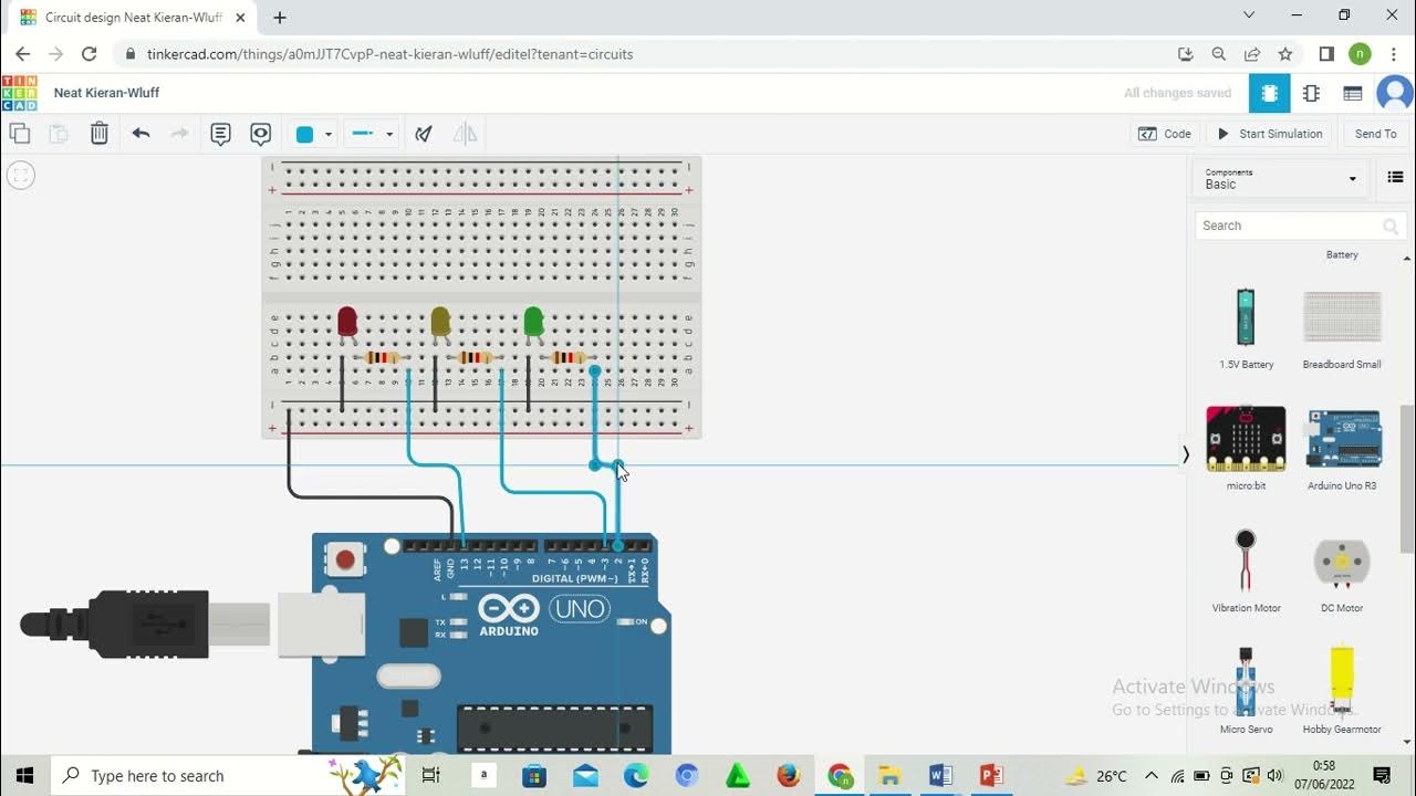 Simulasi Lampu Lalu Lintas Menggunakan Arduino Uno R3 Menggunakan Tinkercad - YouTube