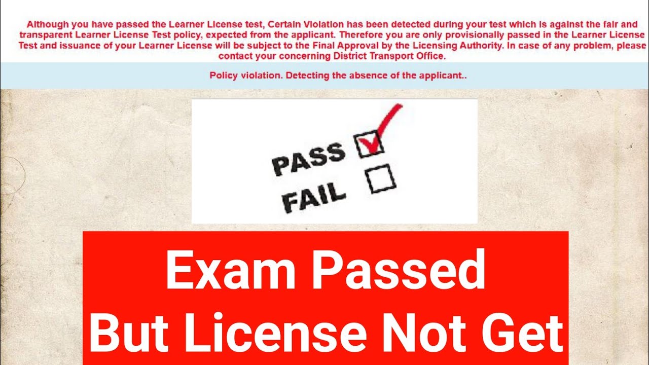 Although you have passed learners license test | LL test pass but ...