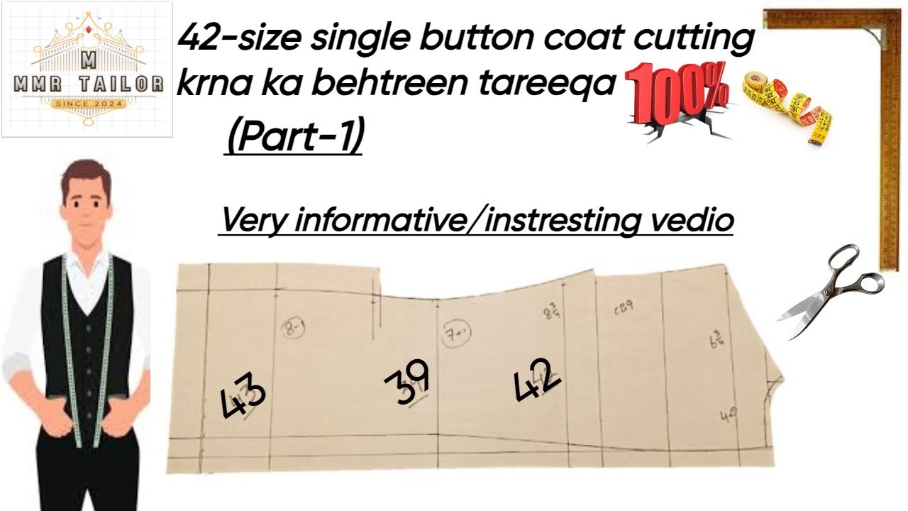 42-size coat Ki back side cutting Krna ka tareeqa || 42-size single ...