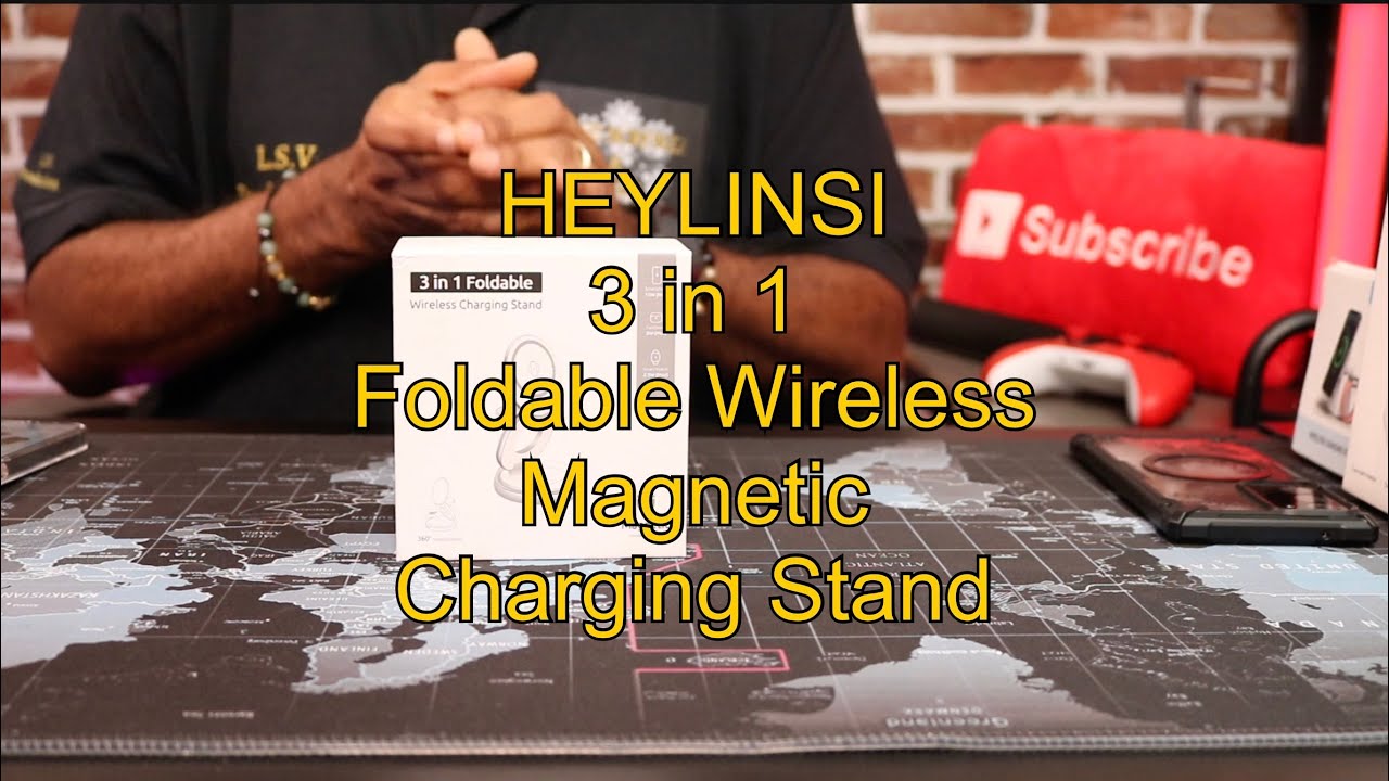 HEYLINSI 3 in 1 Foldable Wireless Magnetic Portable Charging Stand ...