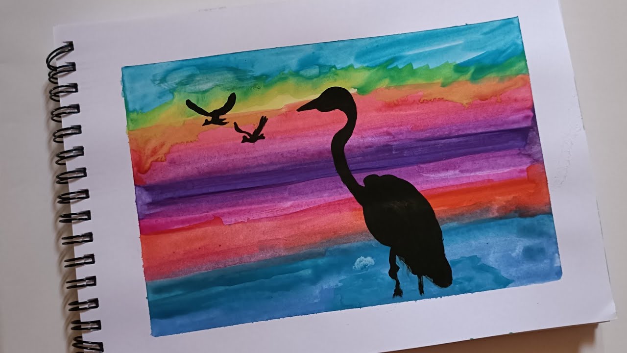 Awesome sunset scenario painting using water color😱......#watercolorart ...