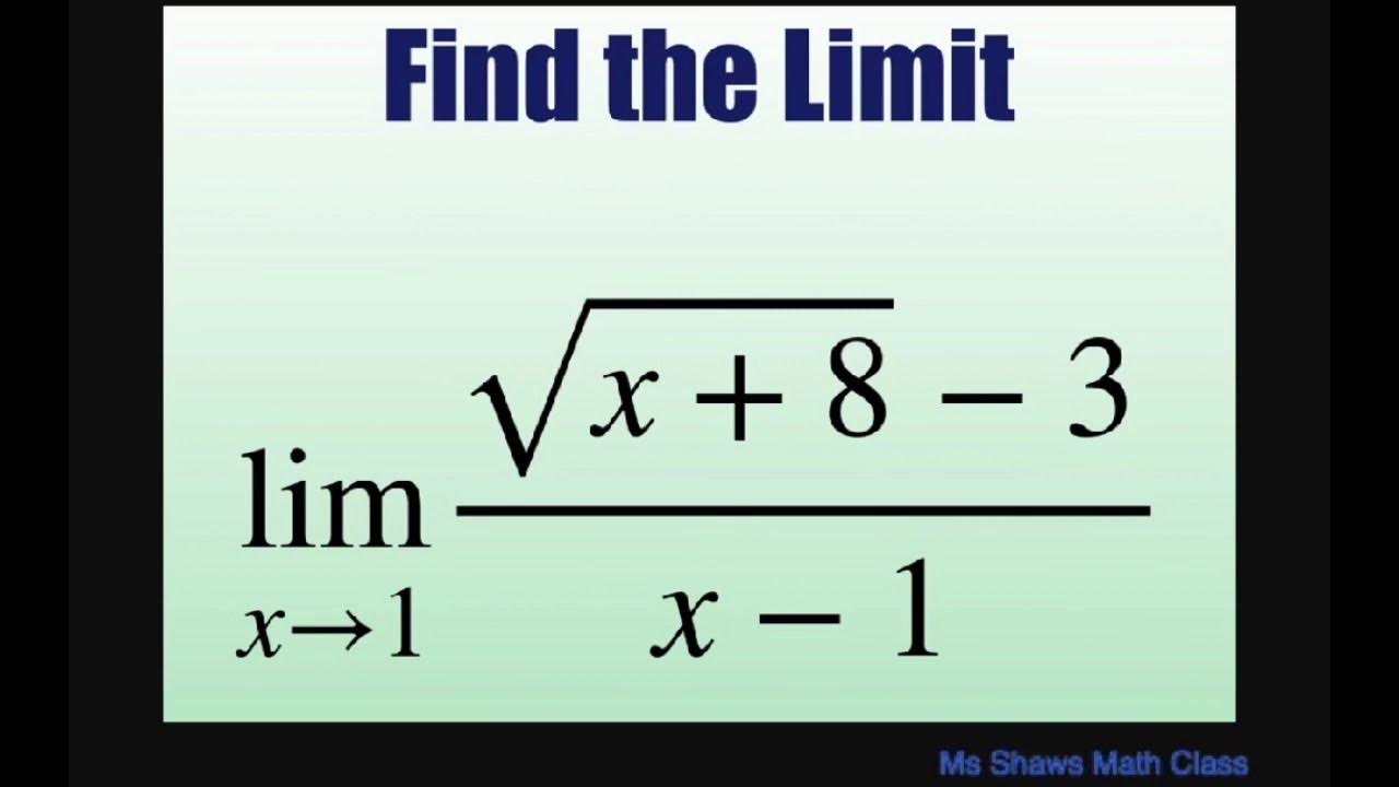 find-the-limit-as-x-approaches-1-of-sqrt-x-8-3-x-1-youtube