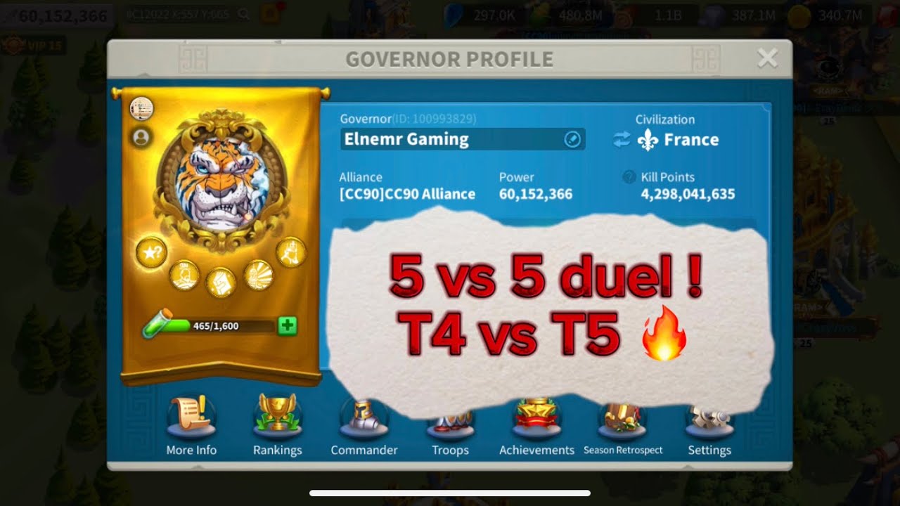 5 vs 5 duels ! T4 vs T5 🔥👌 ( rise of kingdoms ) - YouTube