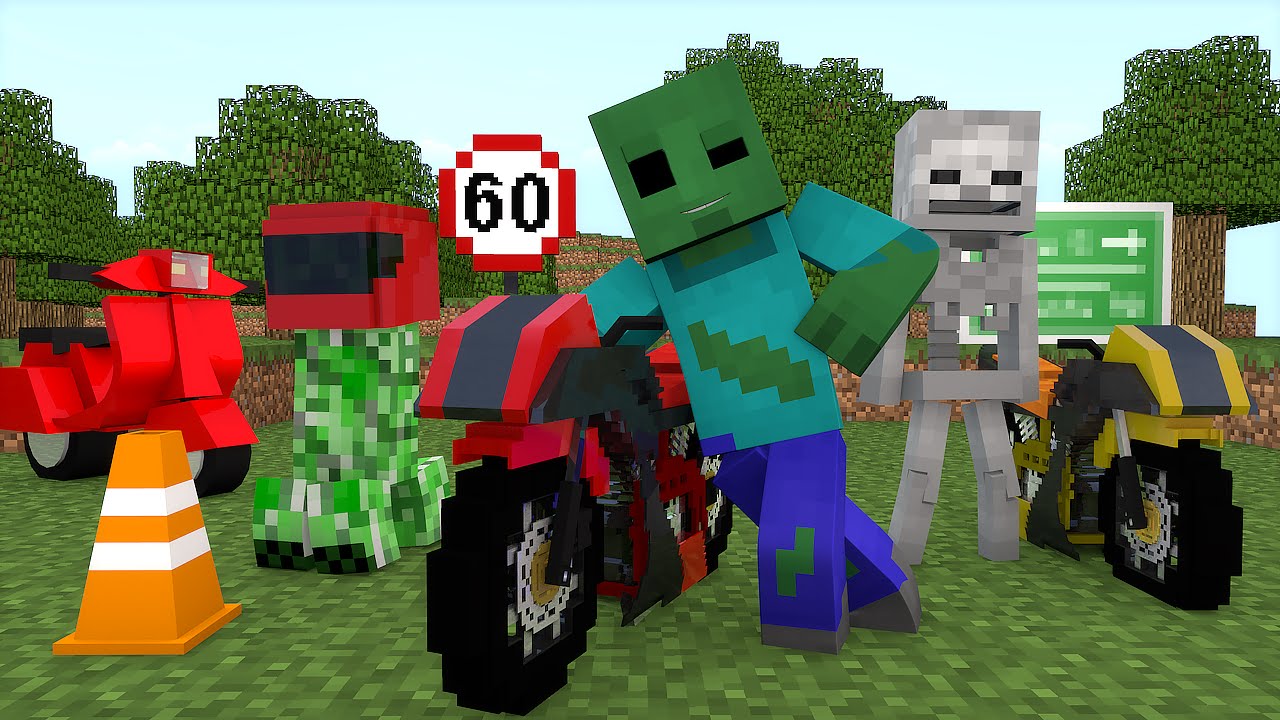 Minecraft Escola Monstro #61 - Treino de Motos !! Monster School - YouTube