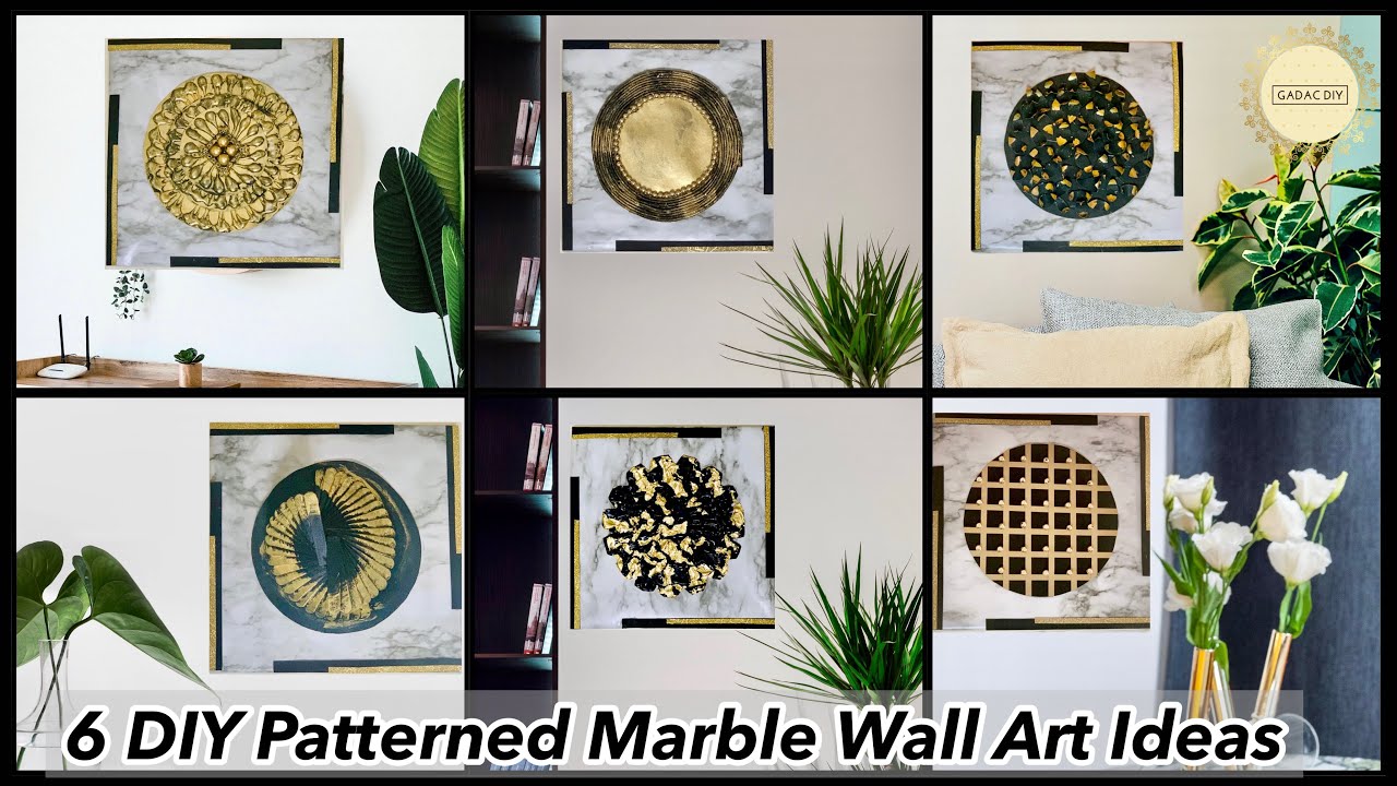 6 DIY Unique Patterned Marble Finish Wall Art Ideas|gadac diy|craft ...