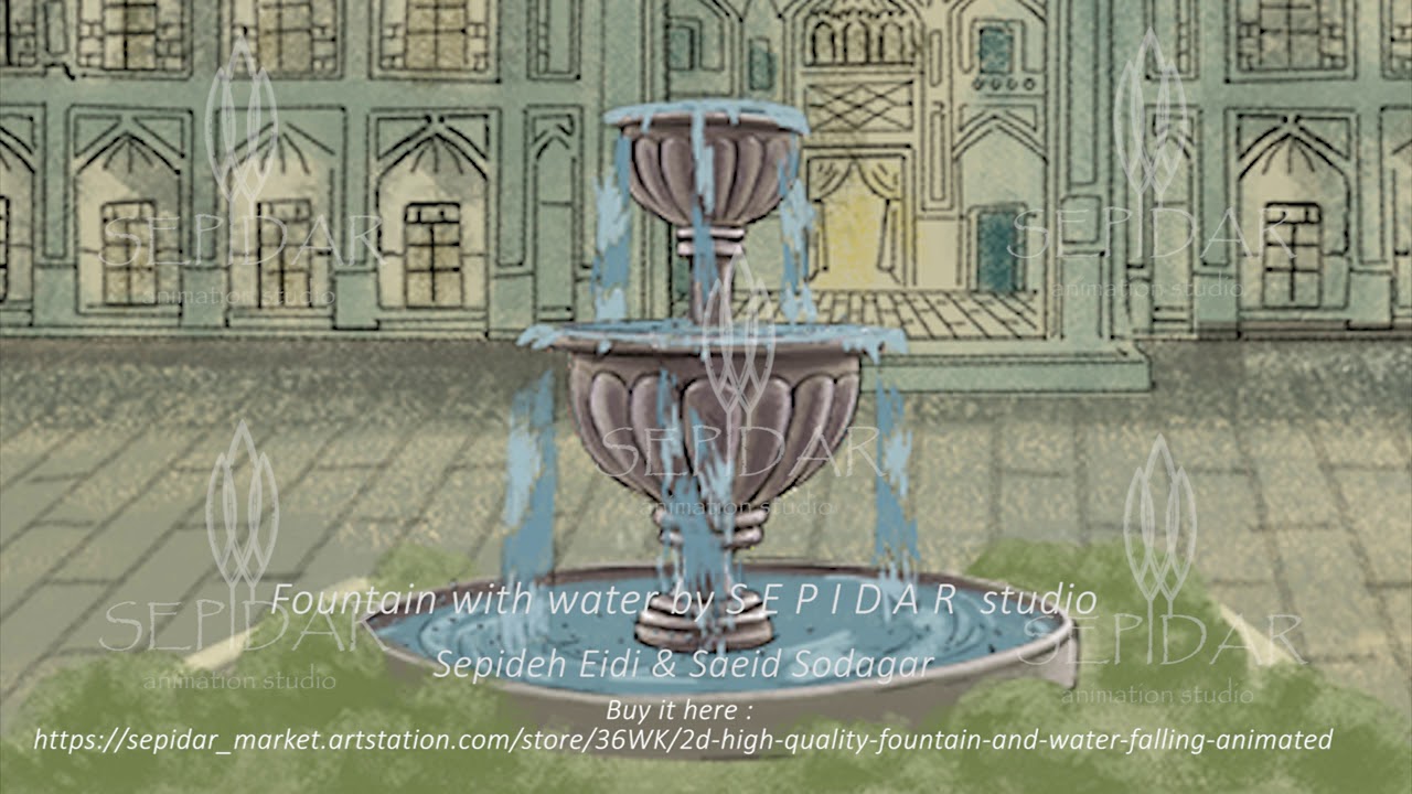 2D high quality fountain with water animated - YouTube