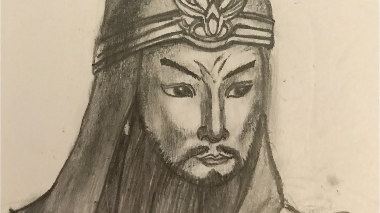 Guan yu pencil drawing - YouTube