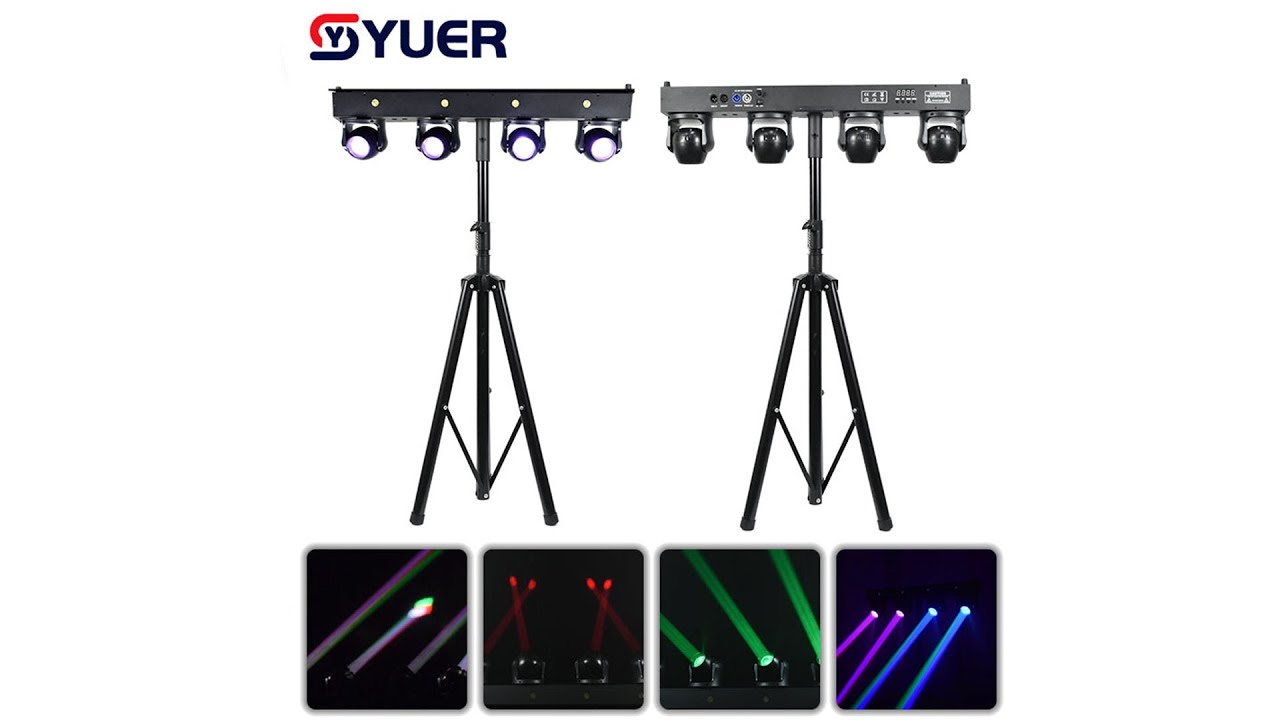 YUER™️ New Set 4x40W RGBW 4in1 LED Moving Head Beam Strobe Stage Effect ...