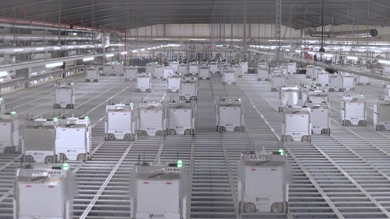 Ocado Robots at Warehouse Distribution Centres - YouTube