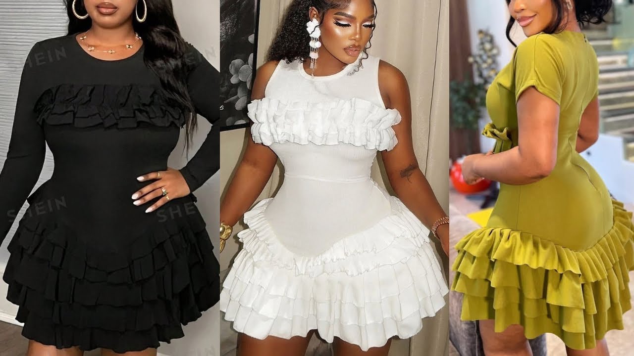 HOW TO MAKE A TIERED RUFFLE HEM MINI GOWN BASQUE WAIST RUFFLE HEM GOWN ...