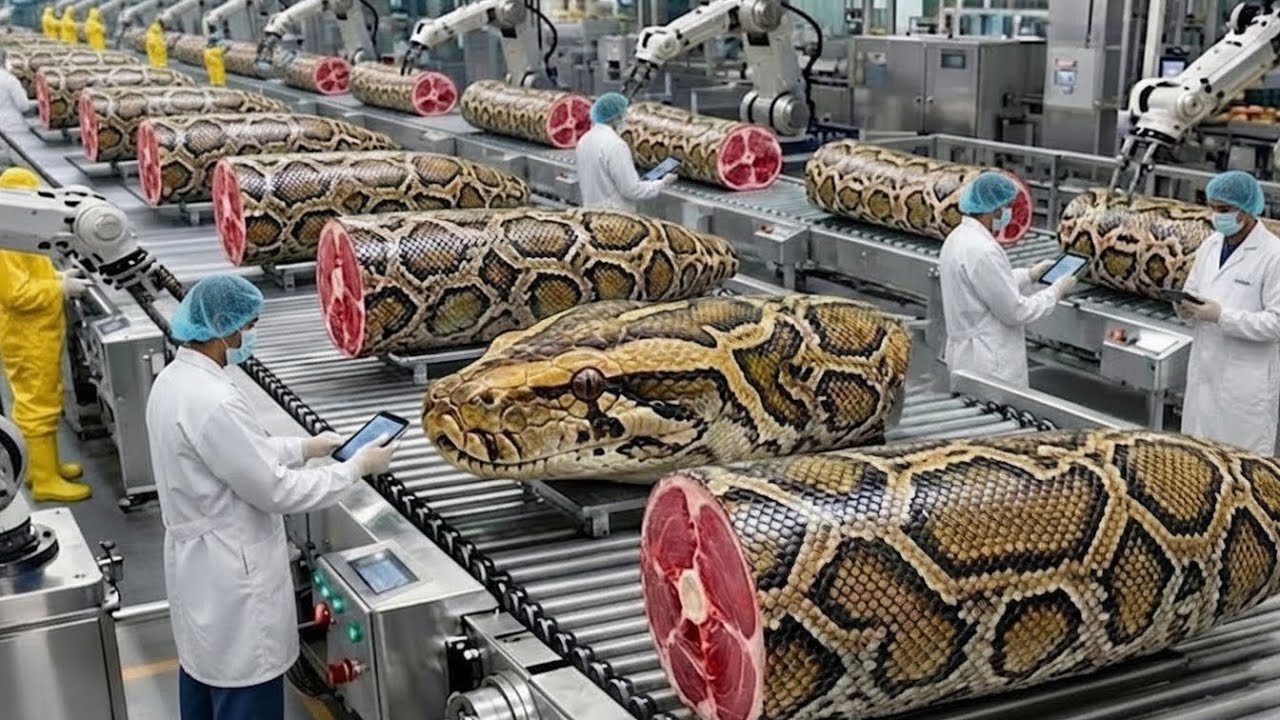 Inside a High-Tech Extreme Python Snake Meat Factory: The Most ...