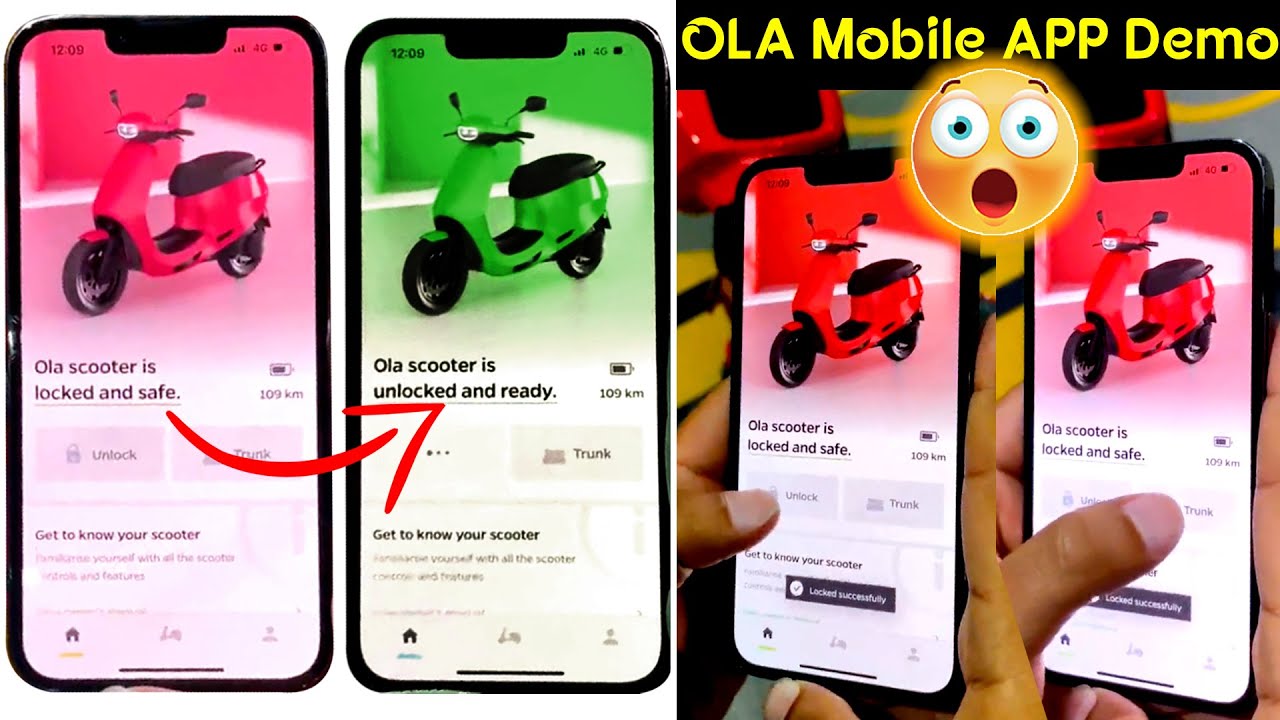 OLA Mobile App Ready | Lock, Unlock from Mobile Demo | Move OS 2.0 In ...