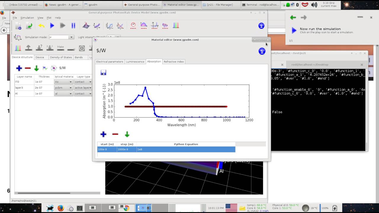 gpvdm solar cell simulator v4.73 - YouTube