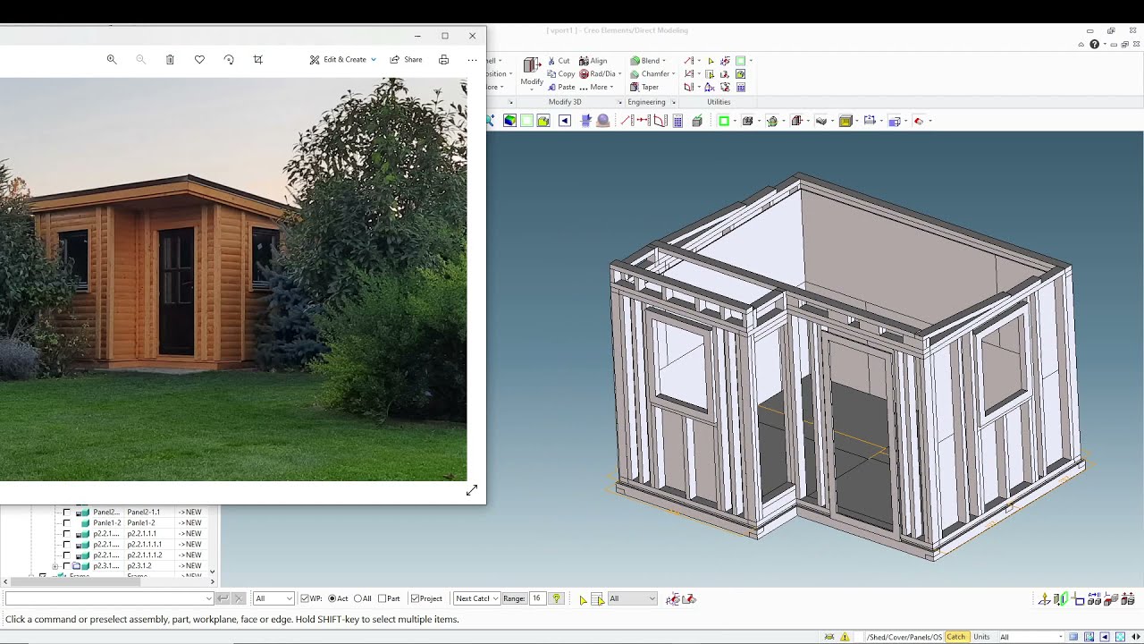 PTC Creo Elements/Direct Modeling - Wooden Garden Office / Shed - Inner ...