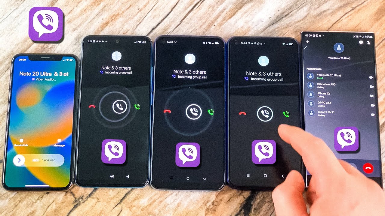 Viber Incoming Call iPhone Xs + Samsung Note 20 + Xiaomi RN11 + OPPO ...