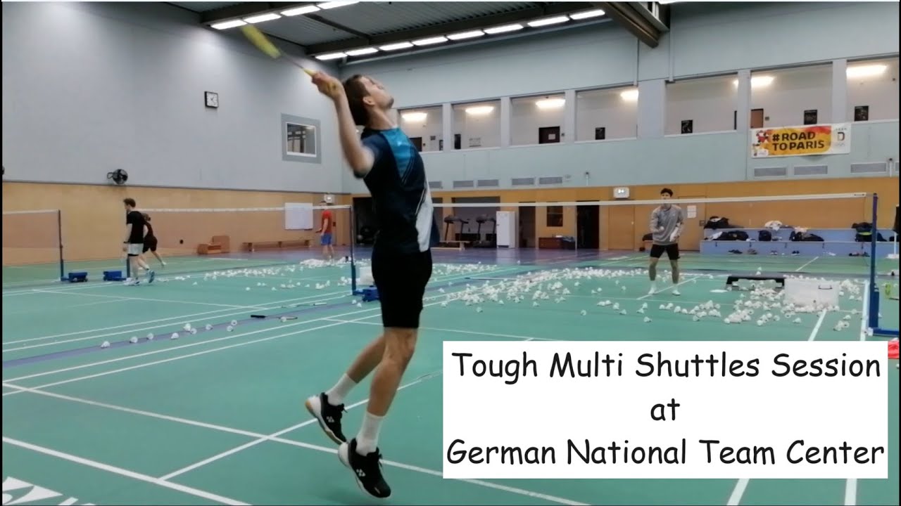 Multi Shuttles Session !! Amateur Badminton Player Practising At German ...