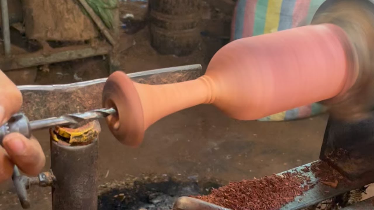 Heavy Tree Wood Turning Pot - YouTube