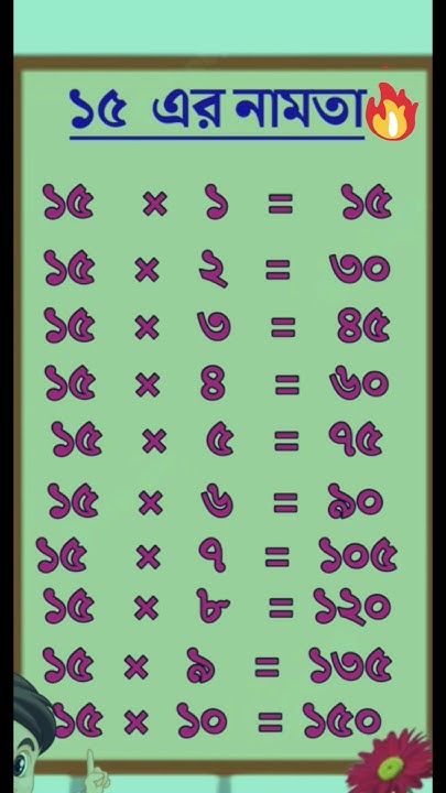 ১৫ এর নামতা/Namta /গুণের সারণী : 15 (১৫ এর নামতা/১৫ ঘরের নামতা | ১৫ এর ...