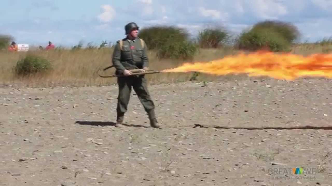 D Day flame thrower demonstration Aug 21, 2015 - YouTube