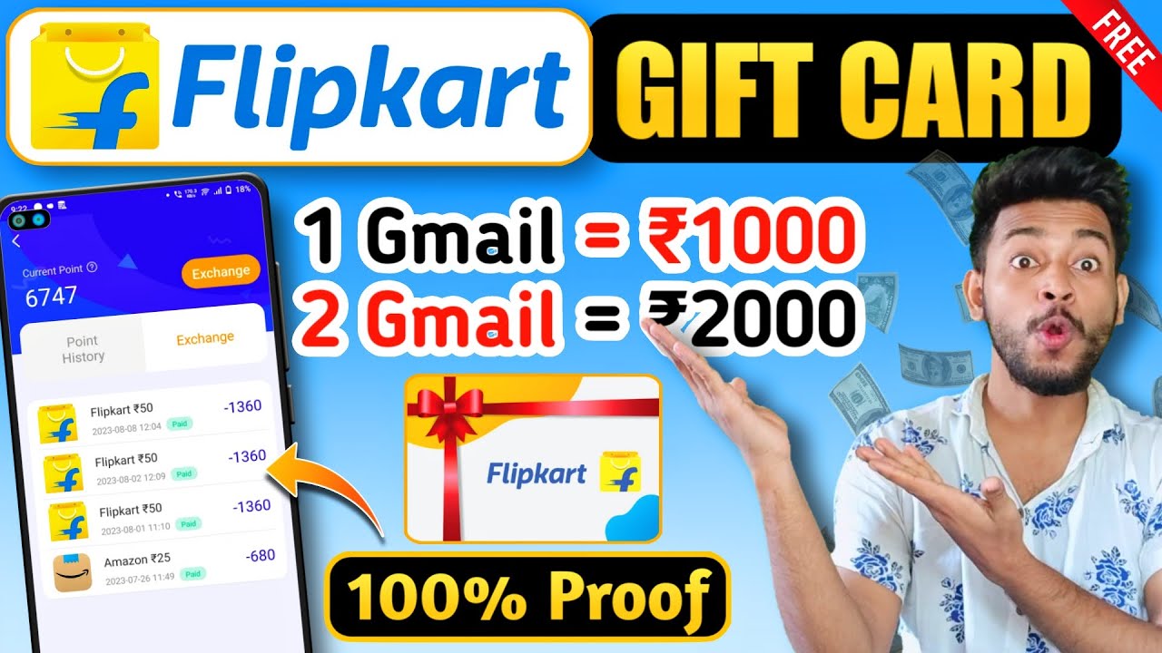 Add ₹1000 Flipkart Gift Voucher Free |Best Flipkart Gift Card Earning ...