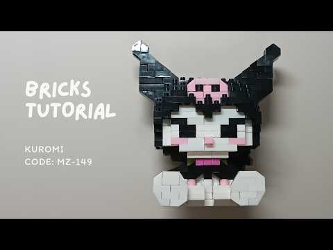 How to Build Kuromi Sitting Down MZ-149 Step by Step Building Block Tutorial