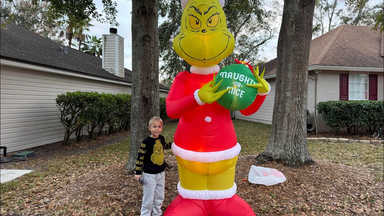 Grinch with Ornament 10 Ft. Christmas Outdoor Inflatable Naughty or ...