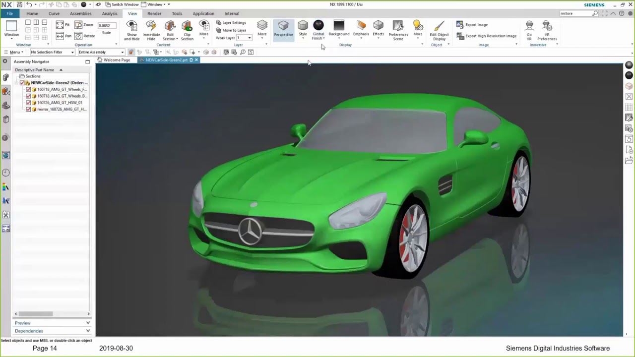 NX1899 NX Visualization Shaded Rendering Display - YouTube