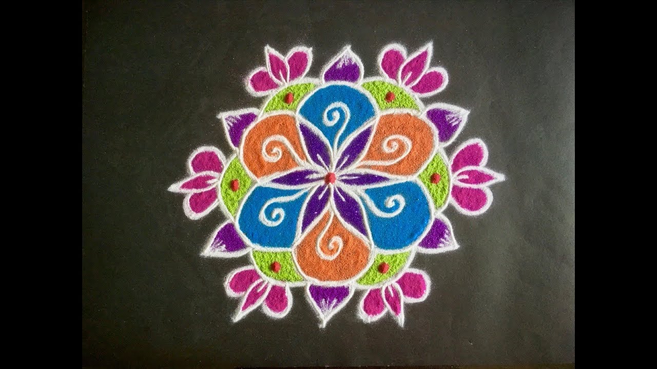 Flower Rangoli Designs With Dots And Colours | Best Flower Site