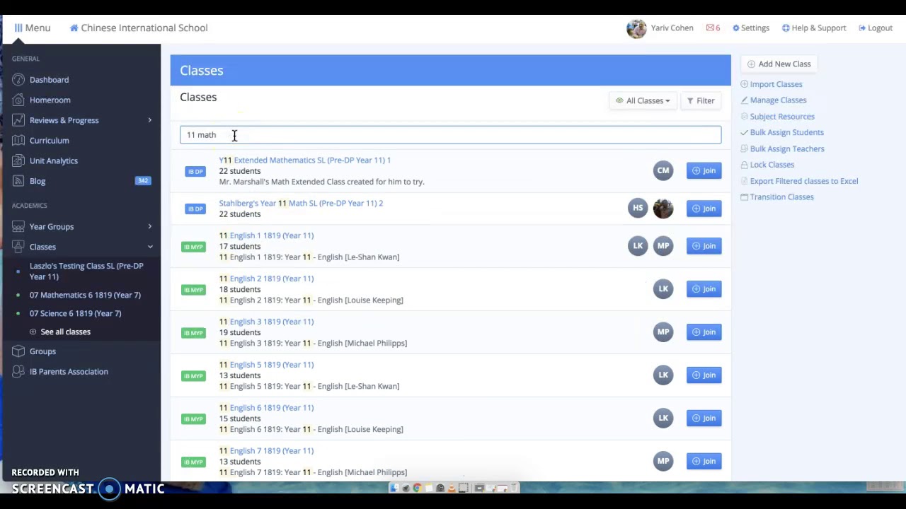 Managebac Adding/Joining a Class - YouTube