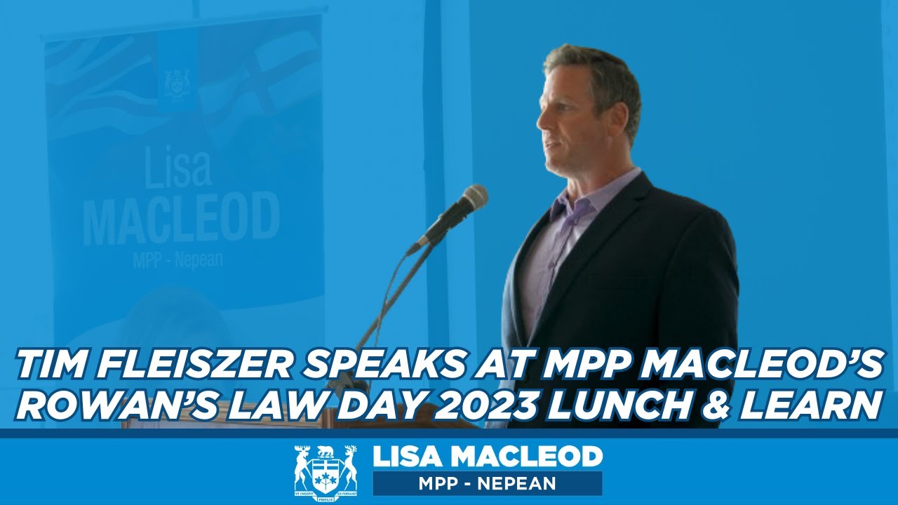 Tim Fleiszer speaks at MPP MacLeod’s Rowan’s Law Day 2023 Lunch & Learn - YouTube