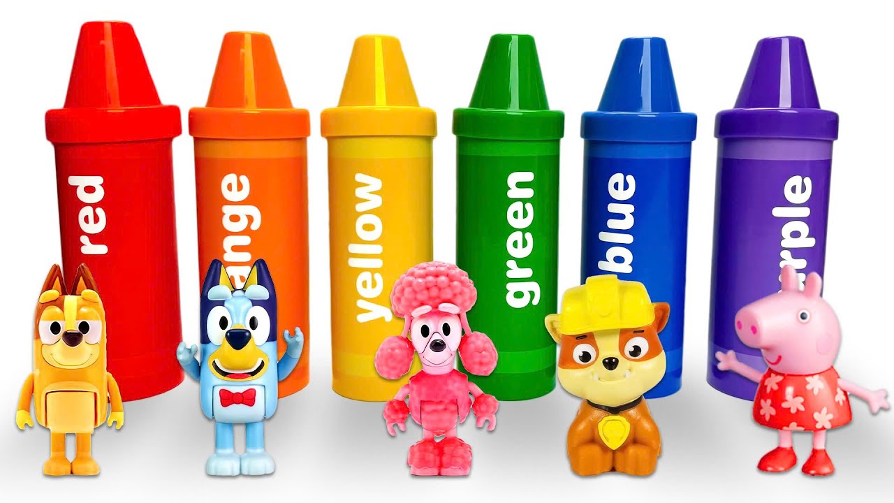 Bluey Toy and Peppa Pig Learn Colors with Crayon Surprises! | Best Fun ...