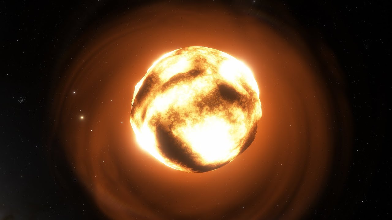 Zoom-in to the red bright giant star, VY Canis Majoris. - YouTube