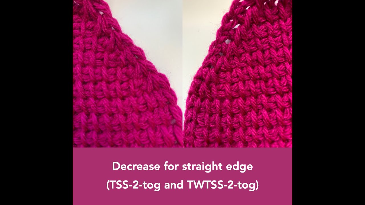 Decrease for straight edge in Tunisian crochet for a V neck. - YouTube