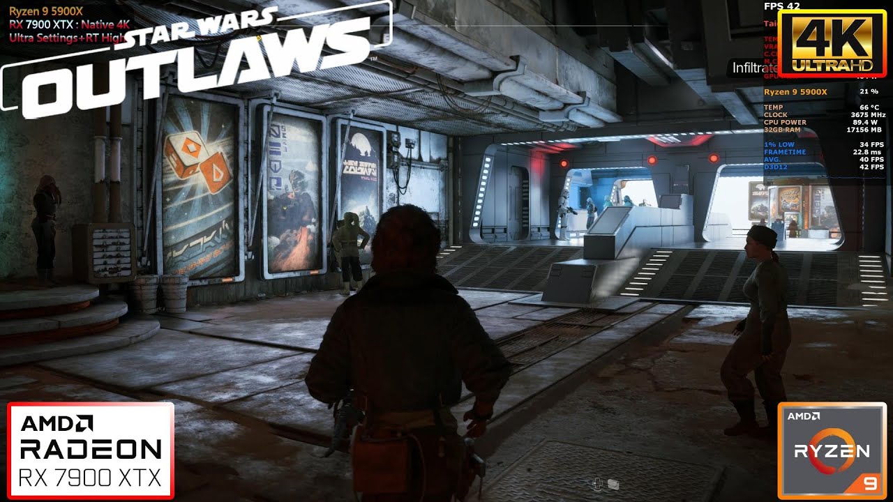 Star Wars Outlaws RX 7900 XTX Ryzen 9 5900X Native 4K High RT - YouTube
