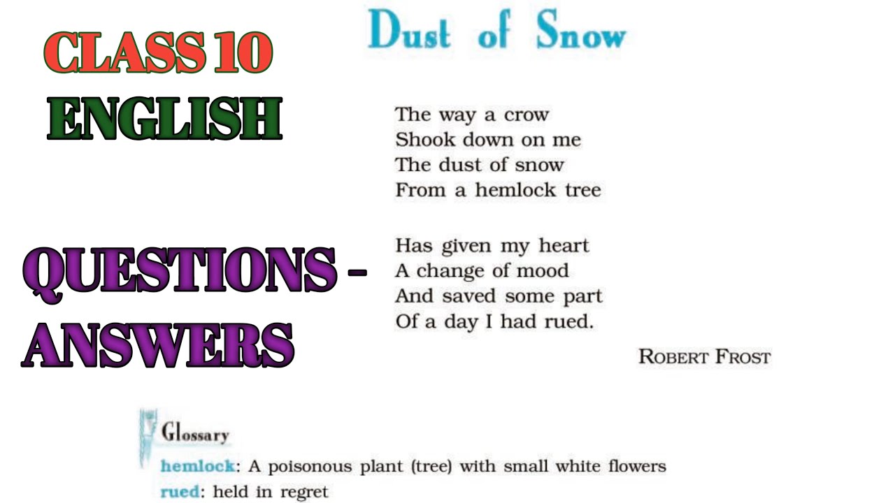Dust Of Snow Questions Answers Class 10 English Hindi Explanation - YouTube