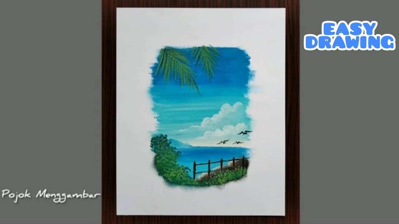 Menggambar Pemandangan Pantai | Drawing a Beach Scene - YouTube