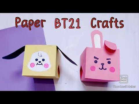 Paper BT21 Box | How to make paper BT21 box | BTS crafts | BT21 crafts ...